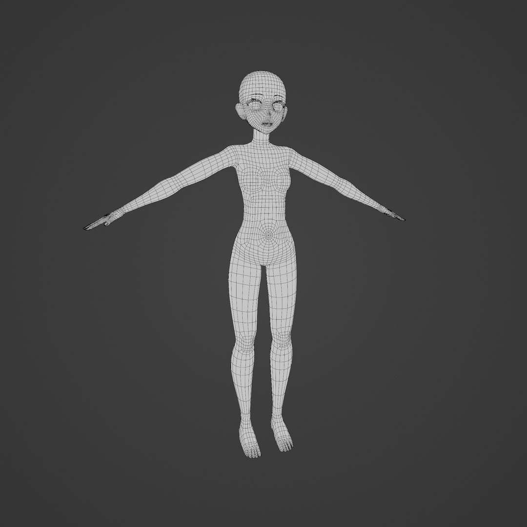 3D Anime Female Base Model Model - TurboSquid 2161698