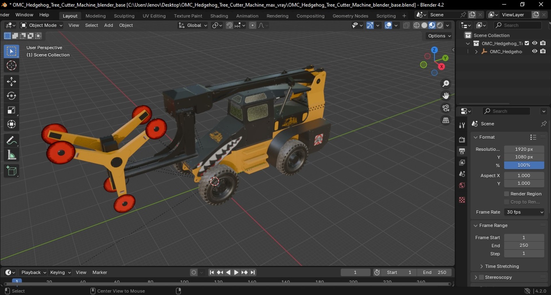 3D OMC Hedgehog Tree Cutter Machine Model - TurboSquid 2388852