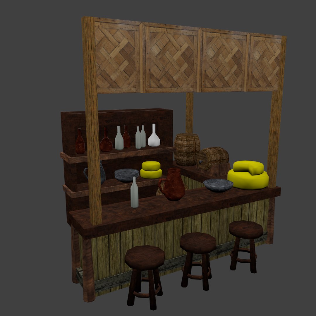 Medieval Tavern Balcony 3d Model
