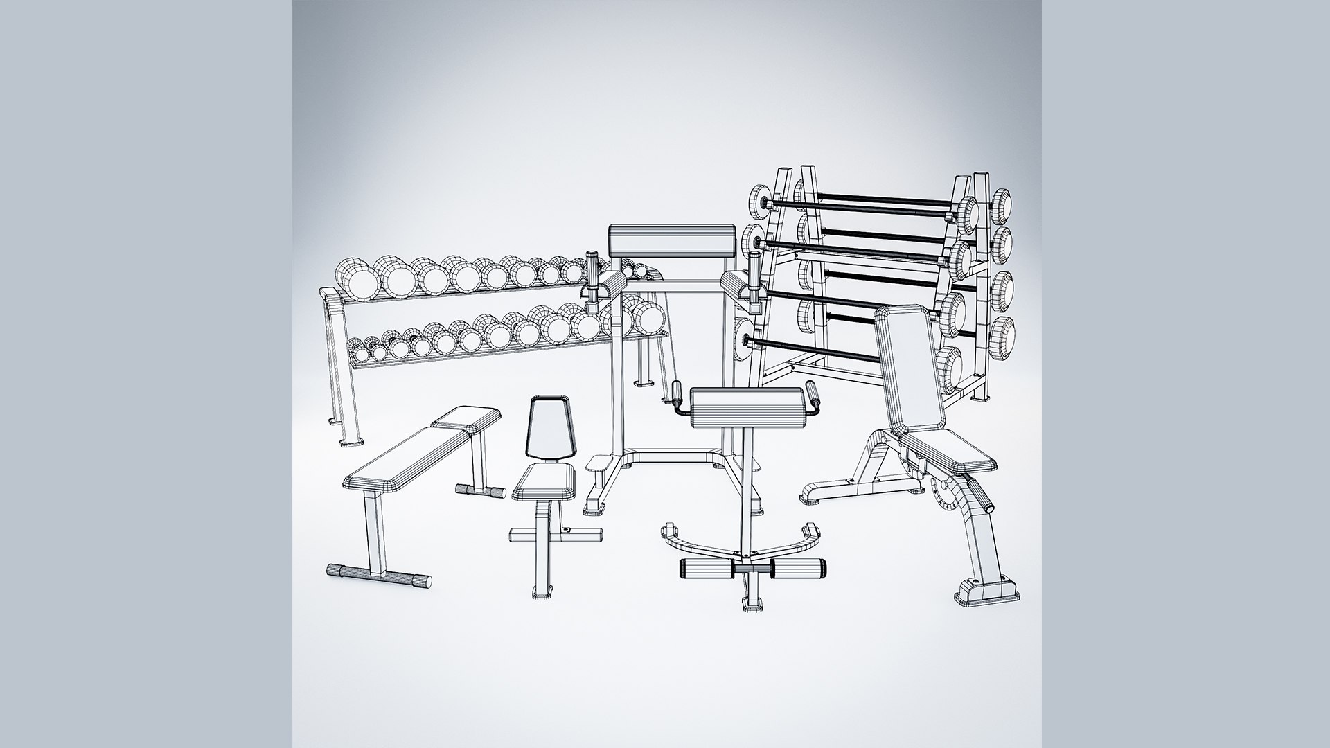 3D 12 Gym Equipment Blender -Fbx -Obj Model - TurboSquid 2060051