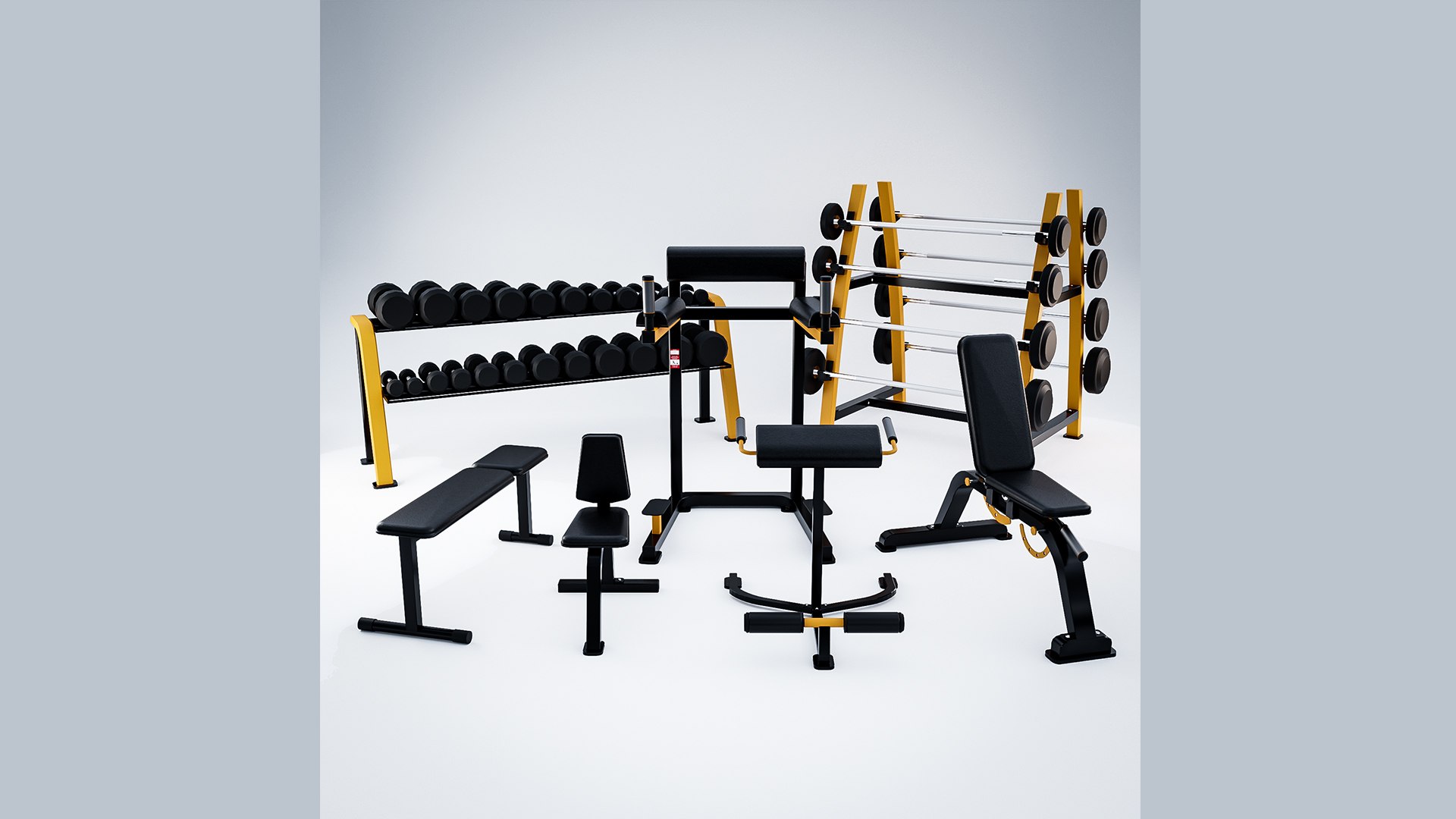 3D 12 Gym Equipment Blender -Fbx -Obj Model - TurboSquid 2060051