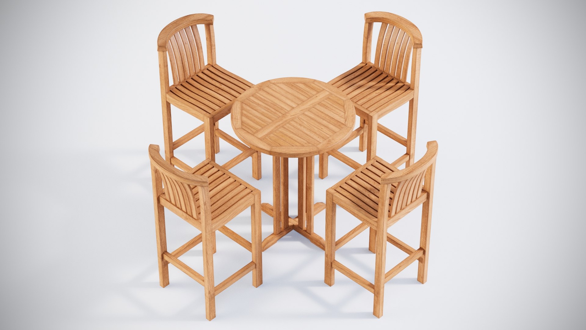 Round Bar Table And 4 Club Bar Chairs 3D - TurboSquid 2154971