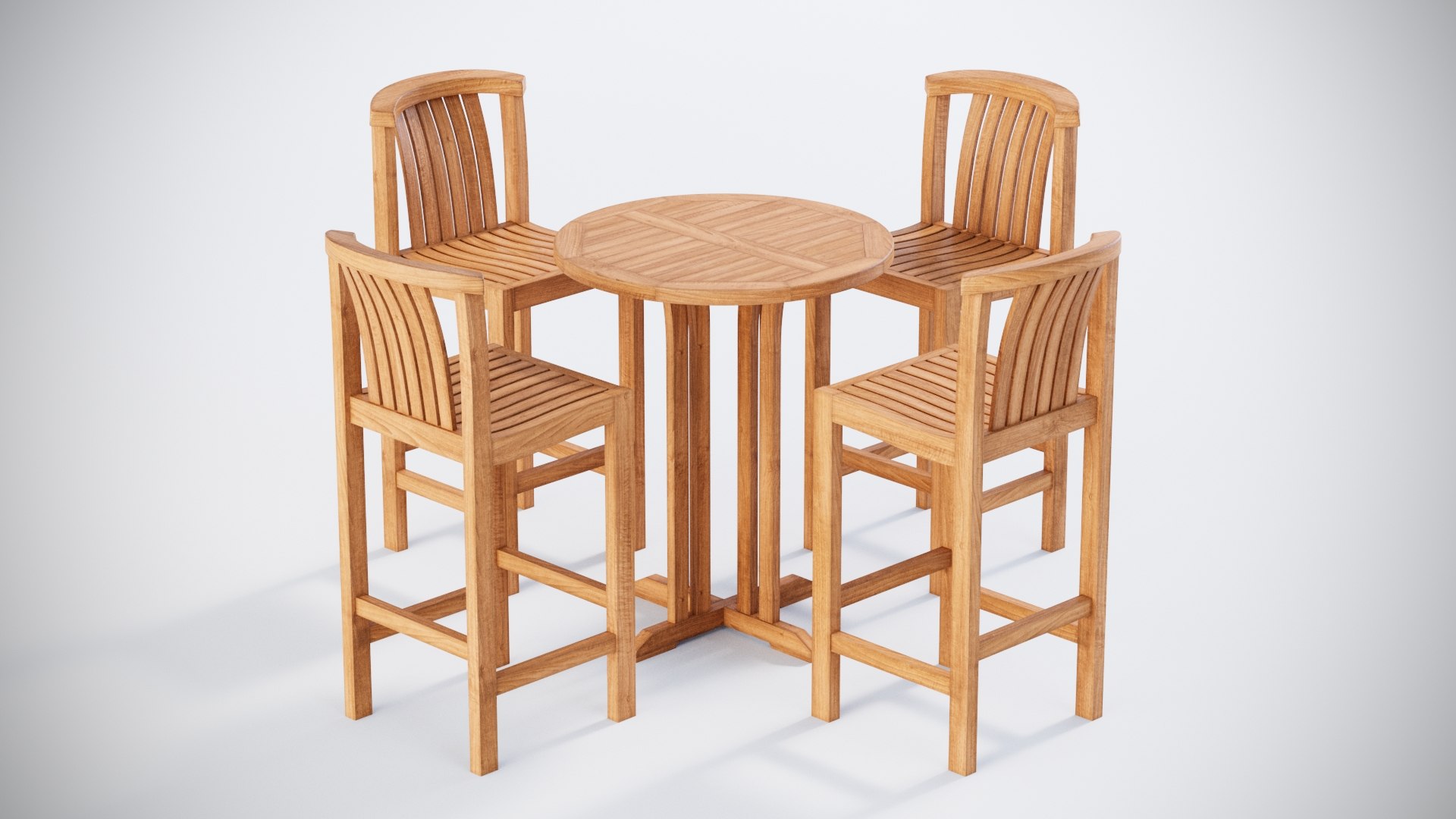 Round Bar Table And 4 Club Bar Chairs 3D - TurboSquid 2154971