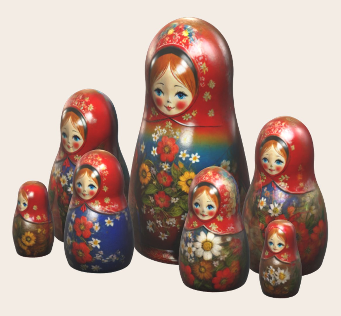 Matryoshka Doll Set Model - TurboSquid 2369314
