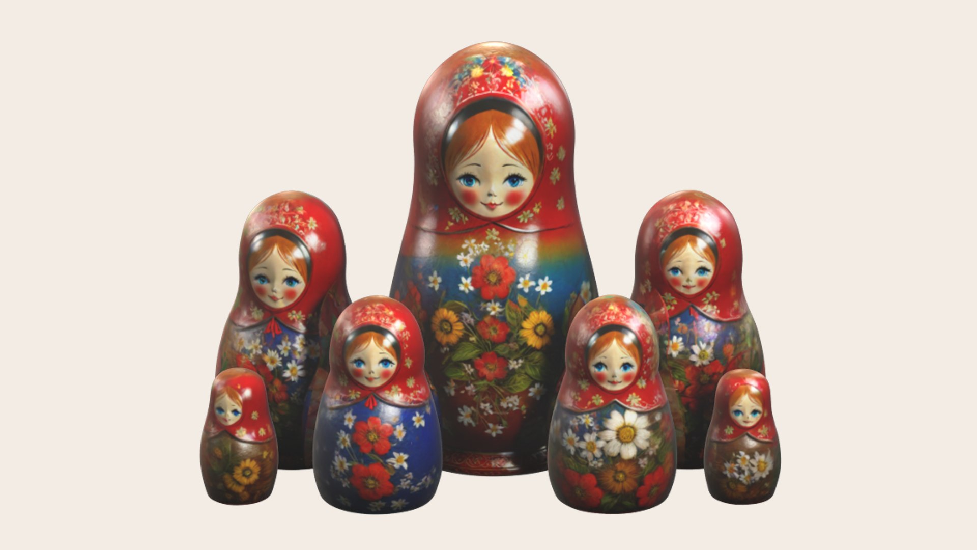 Matryoshka Doll Set Model - TurboSquid 2369314