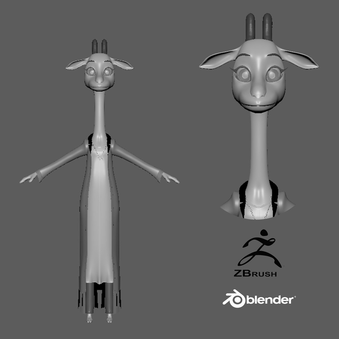 3D Cartoon Giraffe - Base Mesh - TurboSquid 2182623