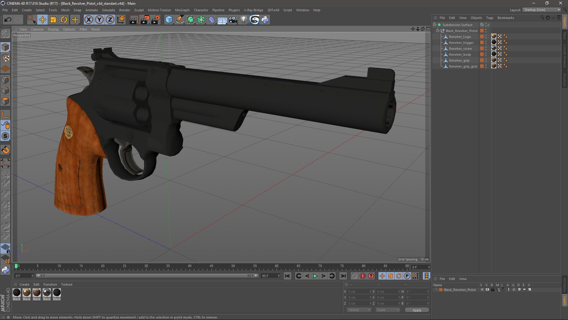 3D Black Revolver Pistol - TurboSquid 2208696