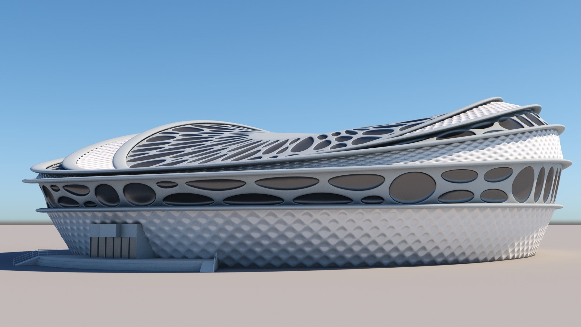 3D Organic Oval Building Model - TurboSquid 2024008