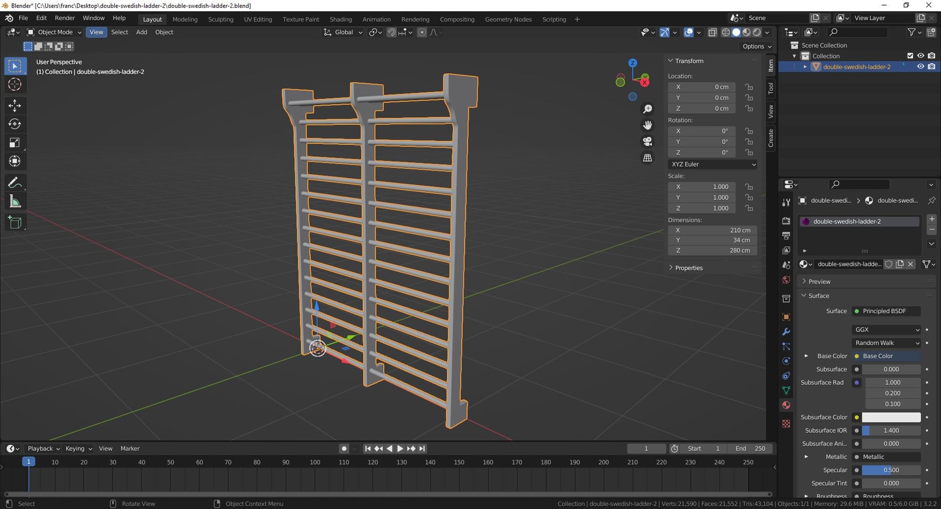3D Double Swedish Ladder 2 Model - TurboSquid 1967366