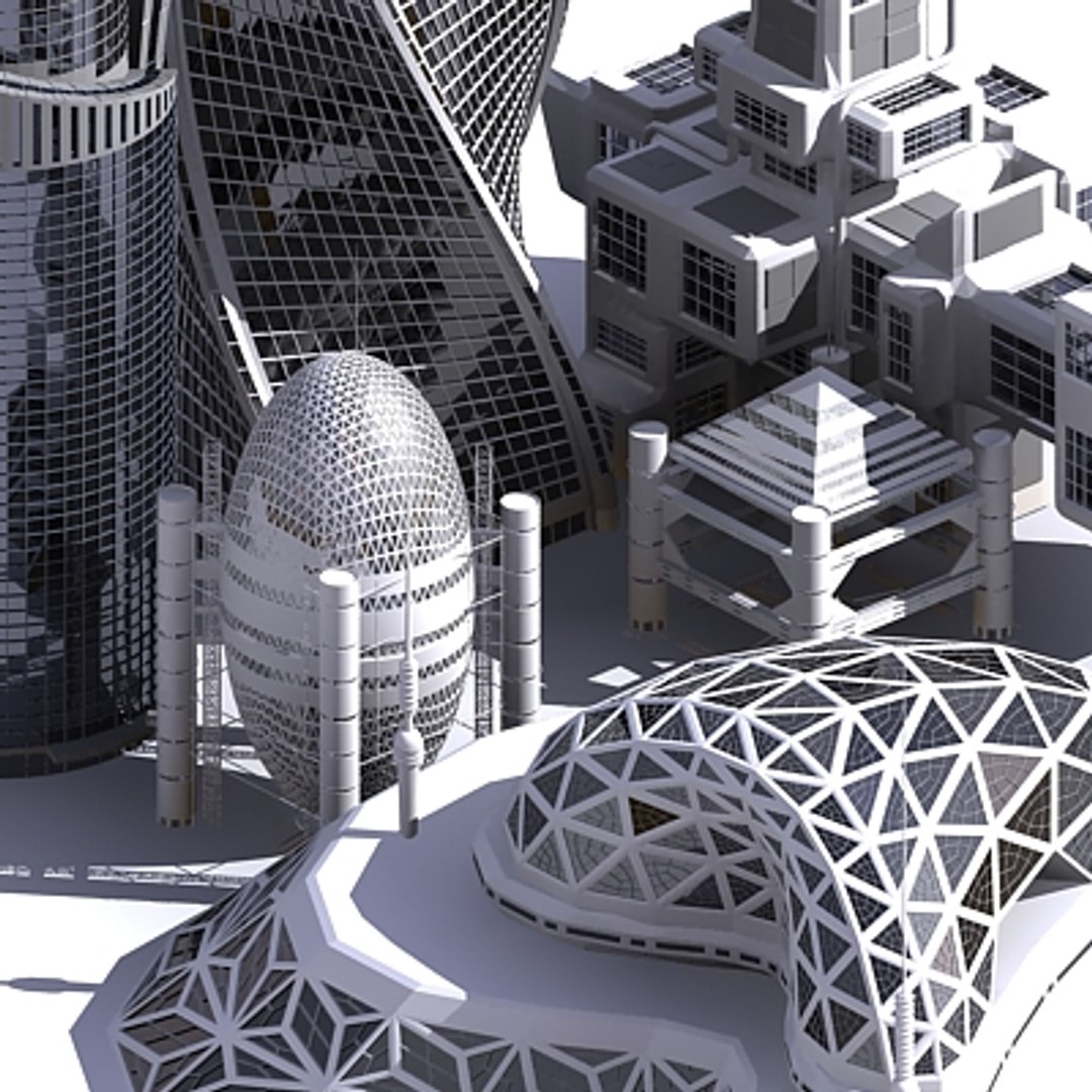 futuristic buildings 3d model