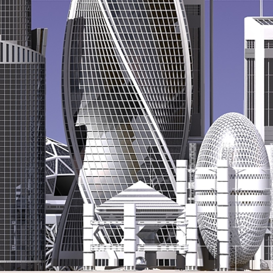 futuristic buildings 3d model