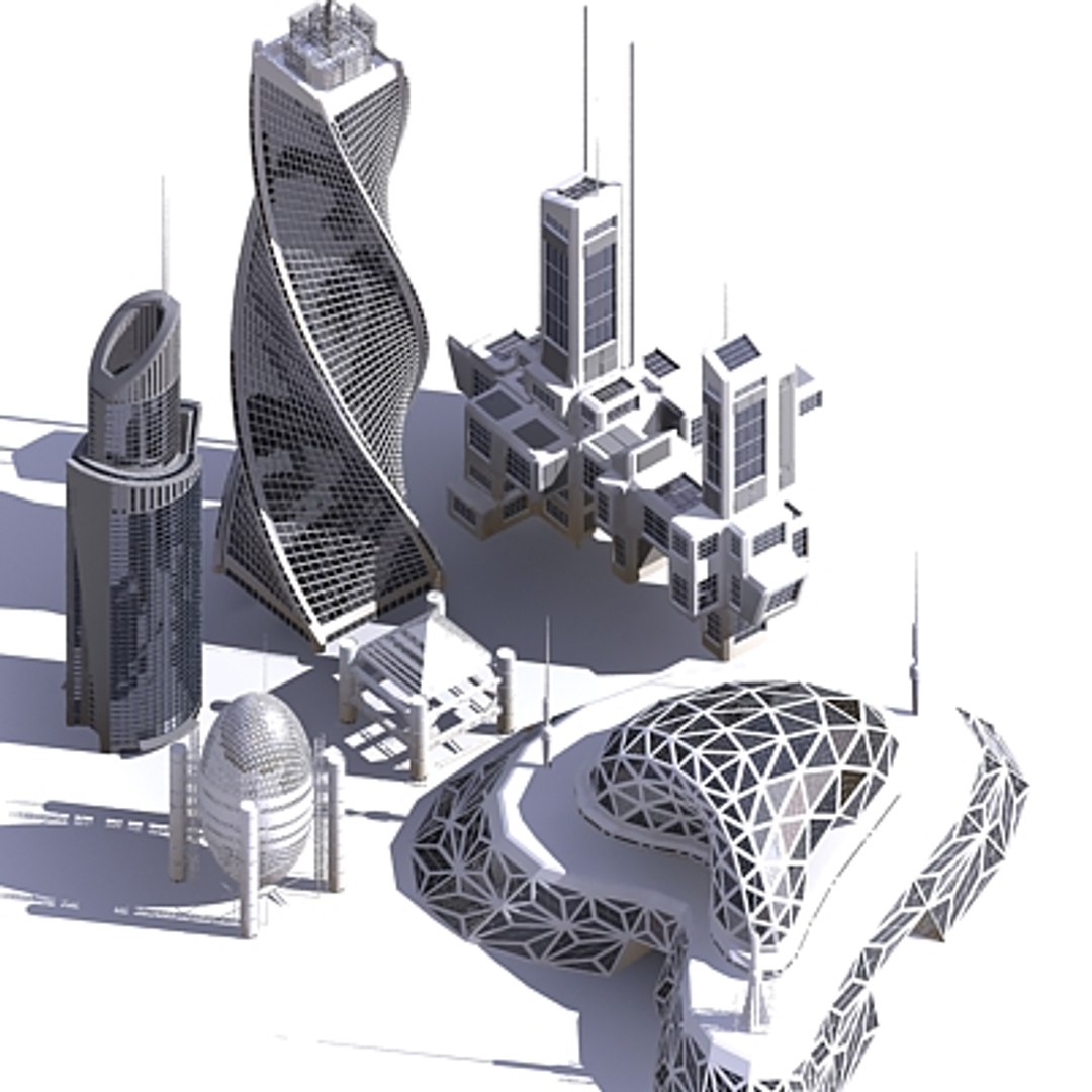 futuristic buildings 3d model