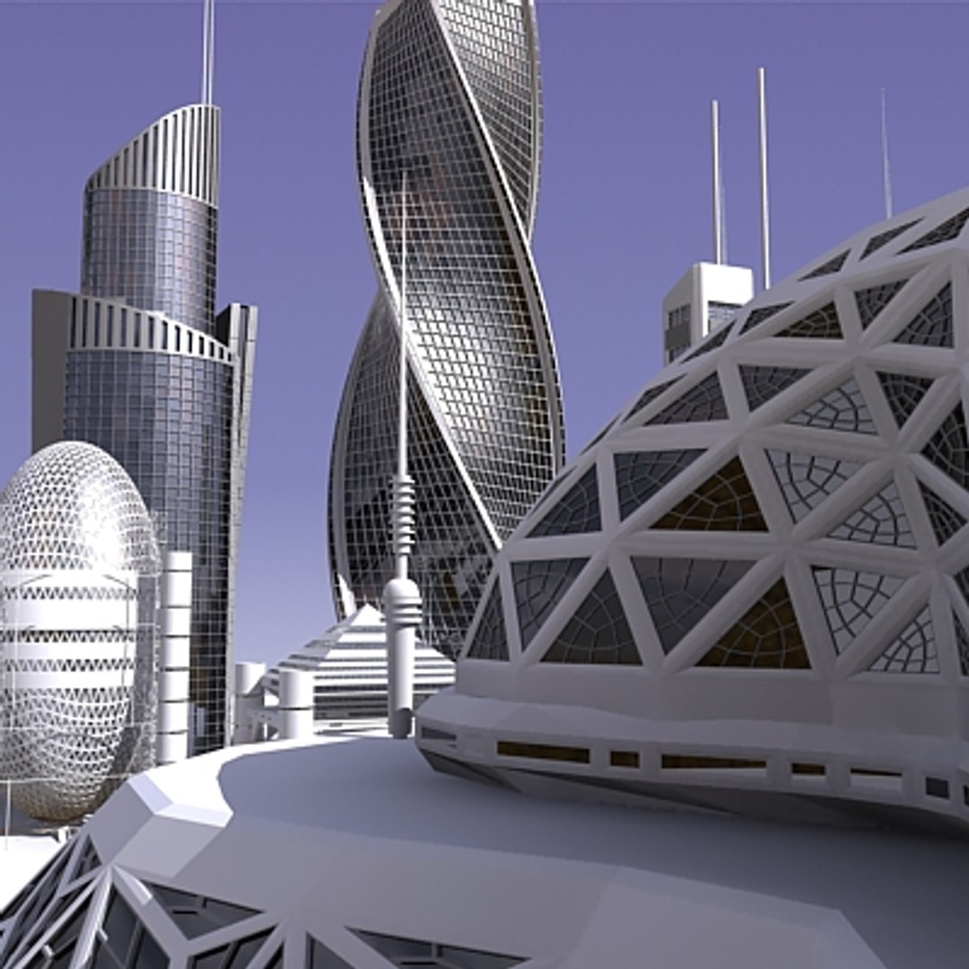 futuristic buildings 3d model
