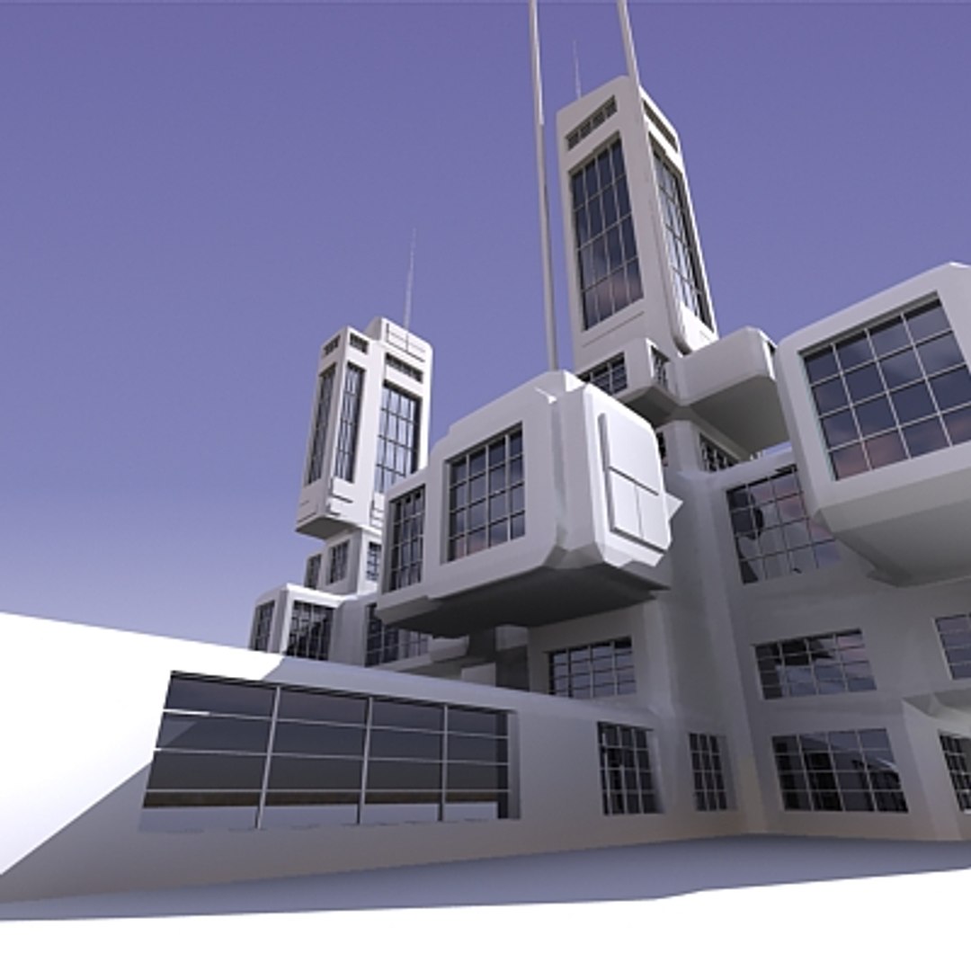 futuristic buildings 3d model