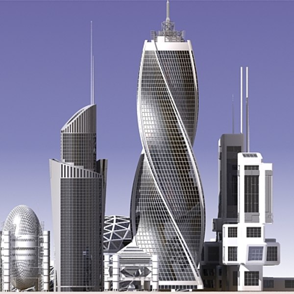 futuristic buildings 3d model