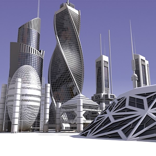 futuristic buildings 3d model