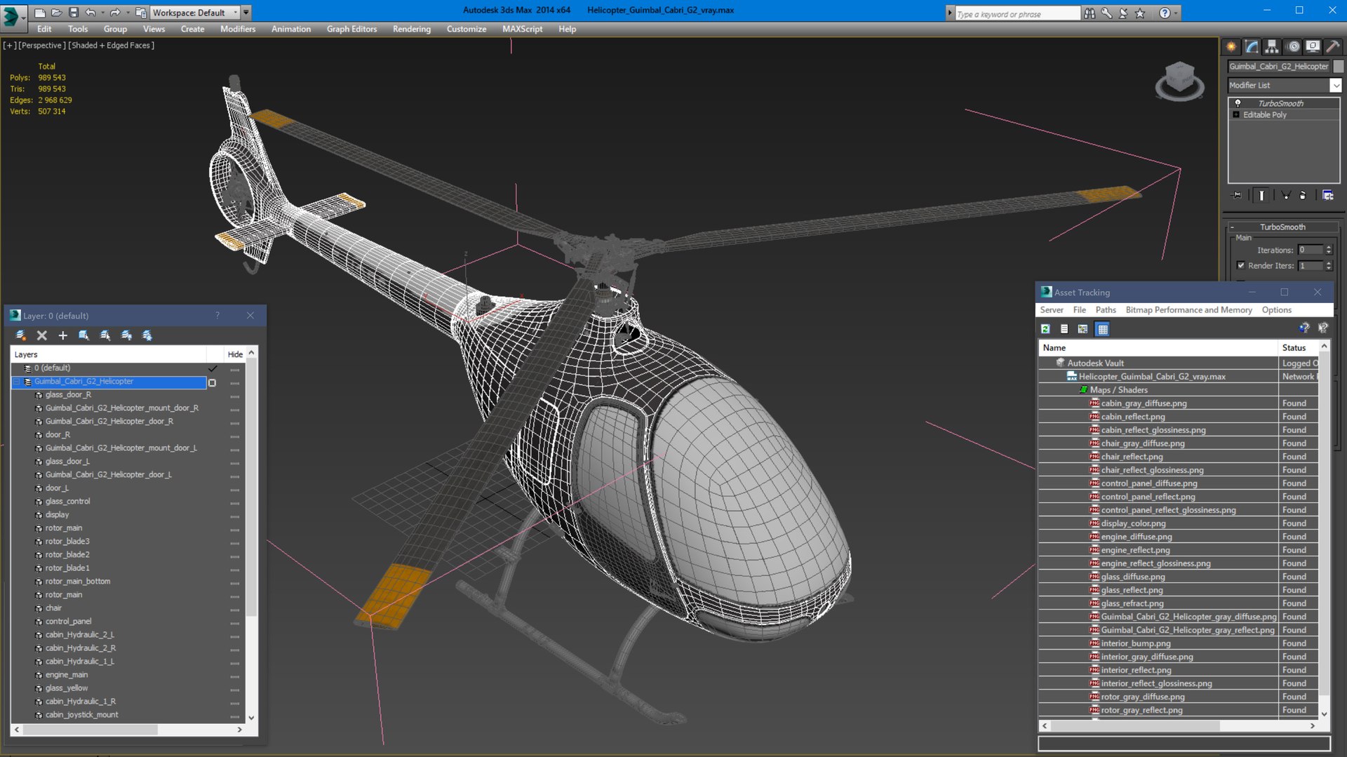 Helicopter Guimbal Cabri G2 3d Model
