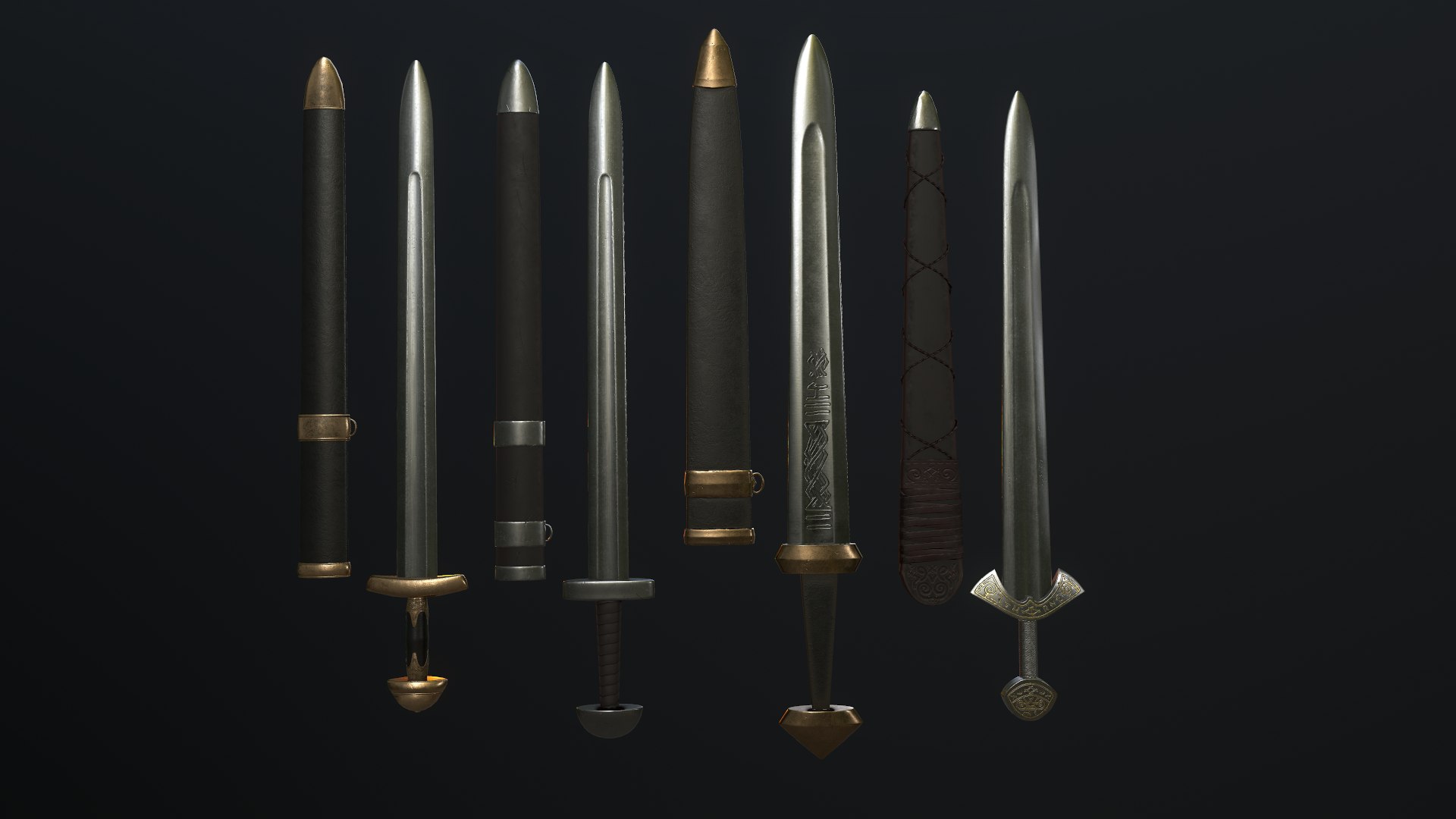 3D Model Swords Shields Weapon - TurboSquid 1464858