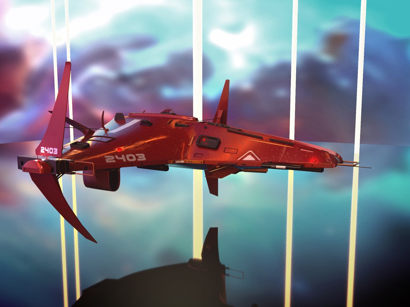 3D Generic Red Spaceship - TurboSquid 2168729