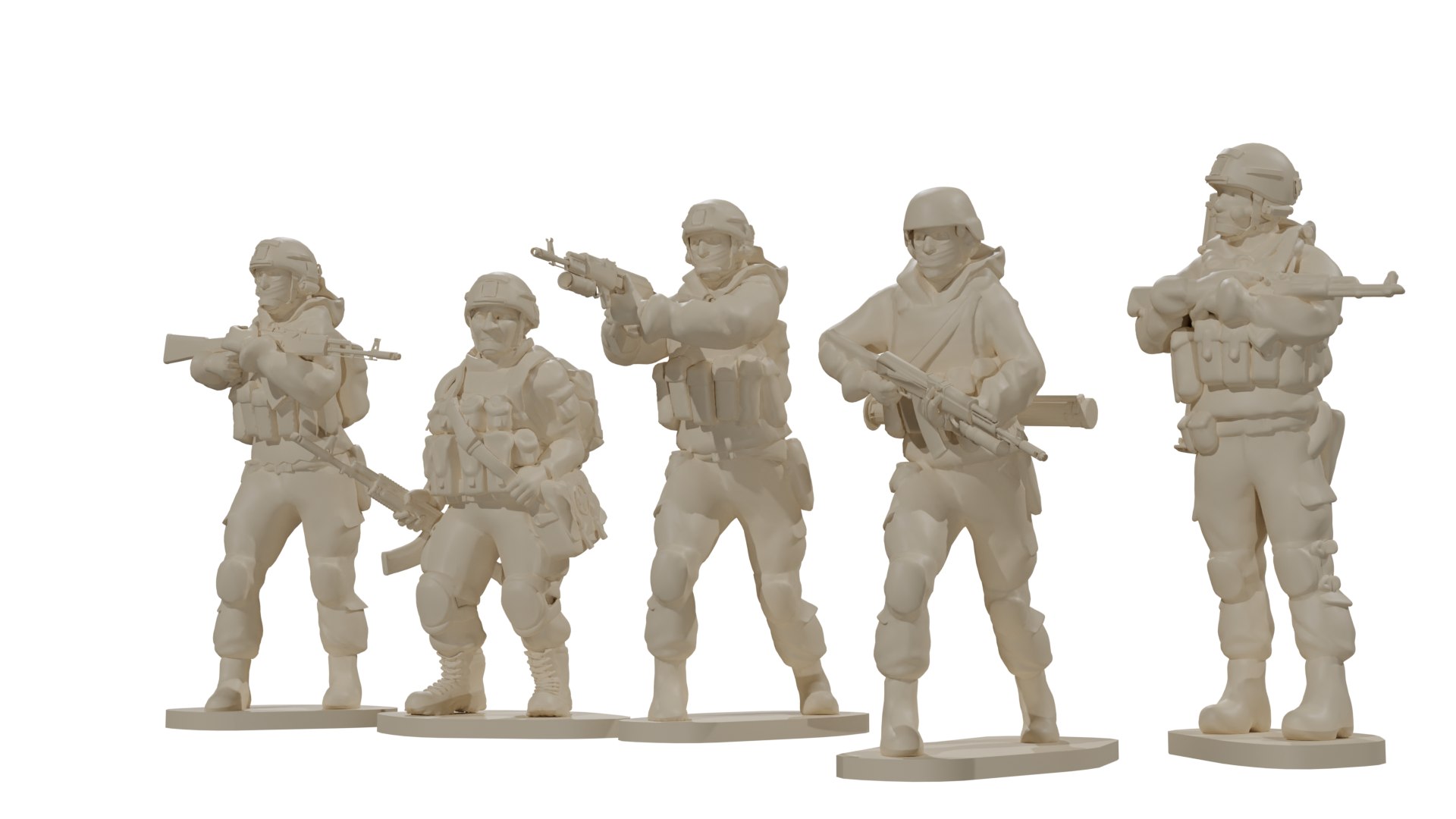 Set Of Soldiers In Different Poses Shooter Pak 1 3D - TurboSquid 2032788