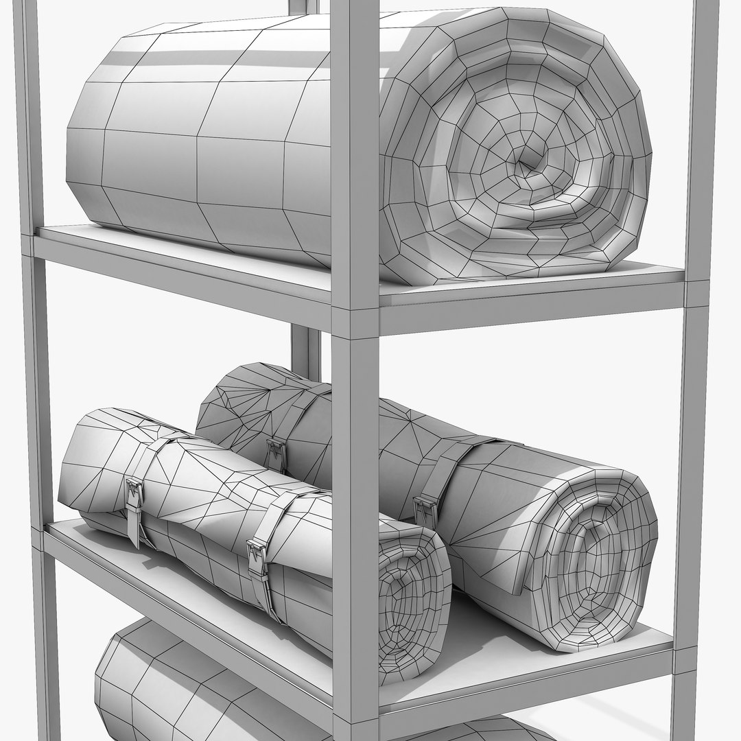 3D Fabric Rolls On Shelves Model - TurboSquid 1793046