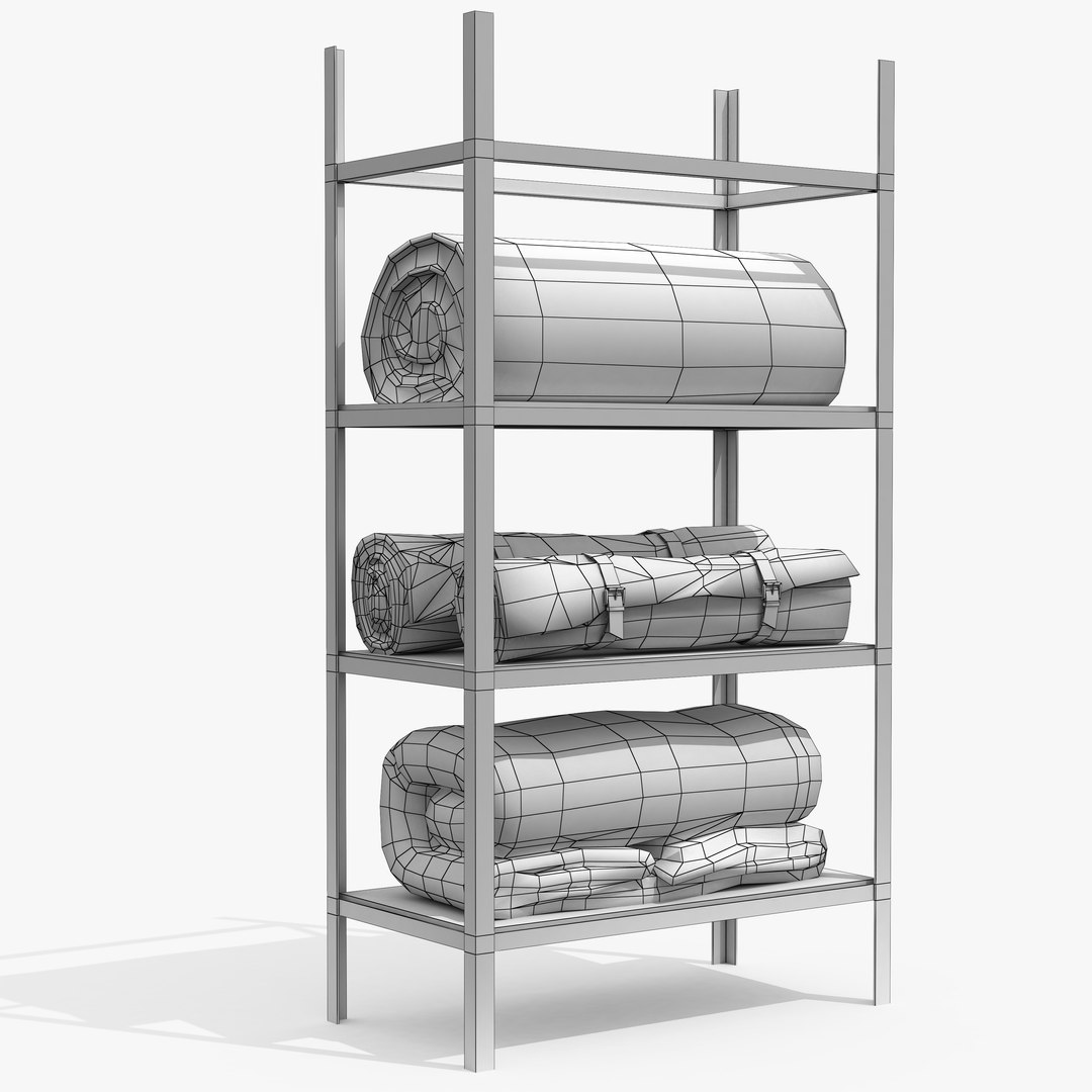 3D Fabric Rolls On Shelves Model - TurboSquid 1793046