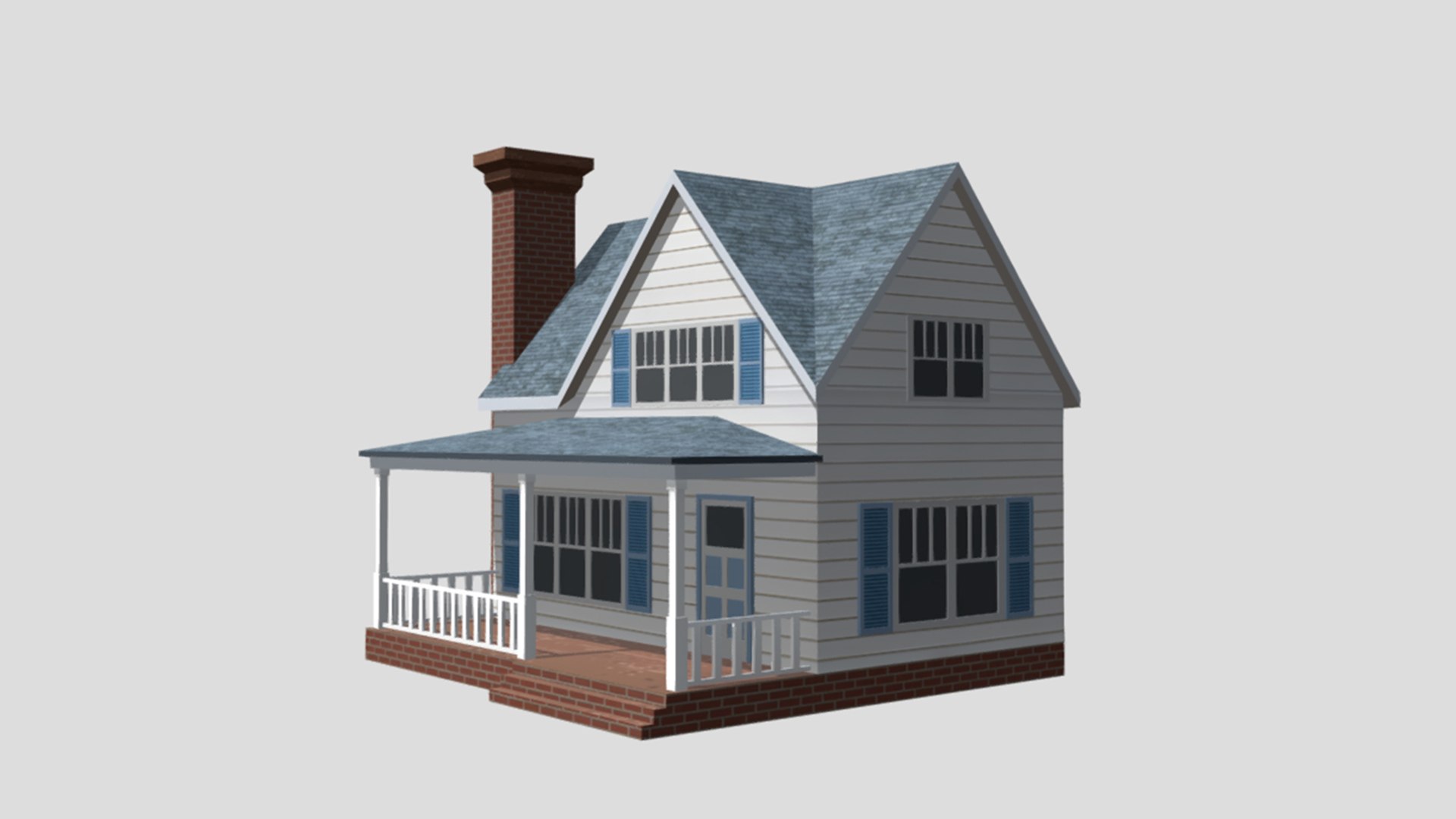 American Style Cottage - Town House Model Model - TurboSquid 2183686