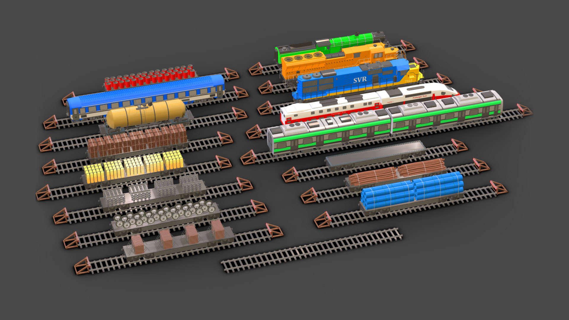 3D 18 Train Models In Just One Package Low-poly 3D Model Model ...