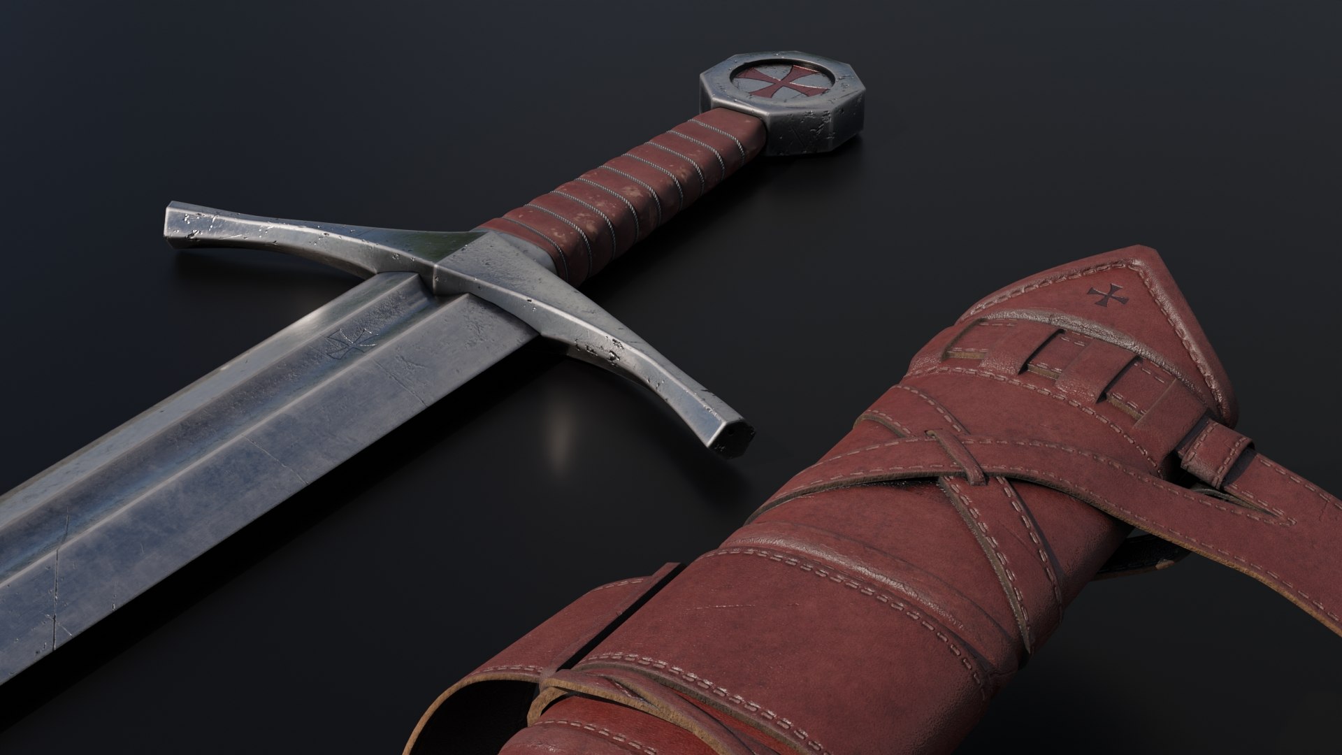 Templar Knight Sword 3D Model - TurboSquid 2127889