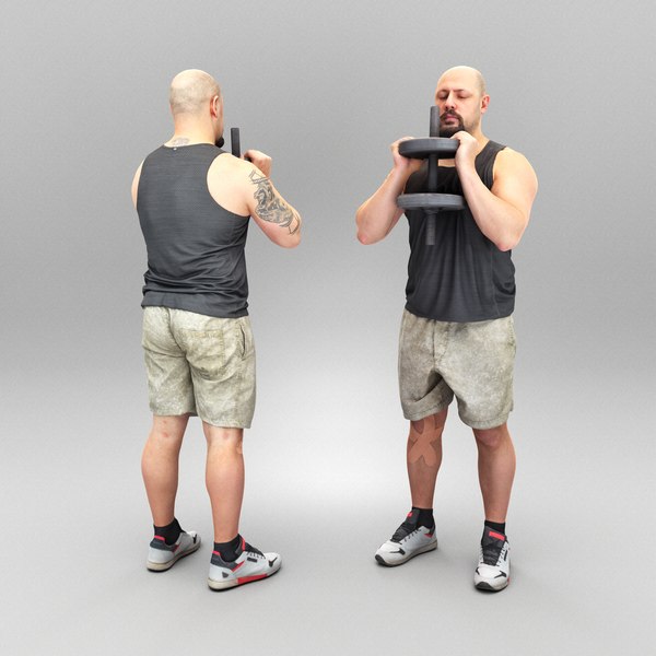 3D Man lifting dumbbell 386 - TurboSquid 2000834