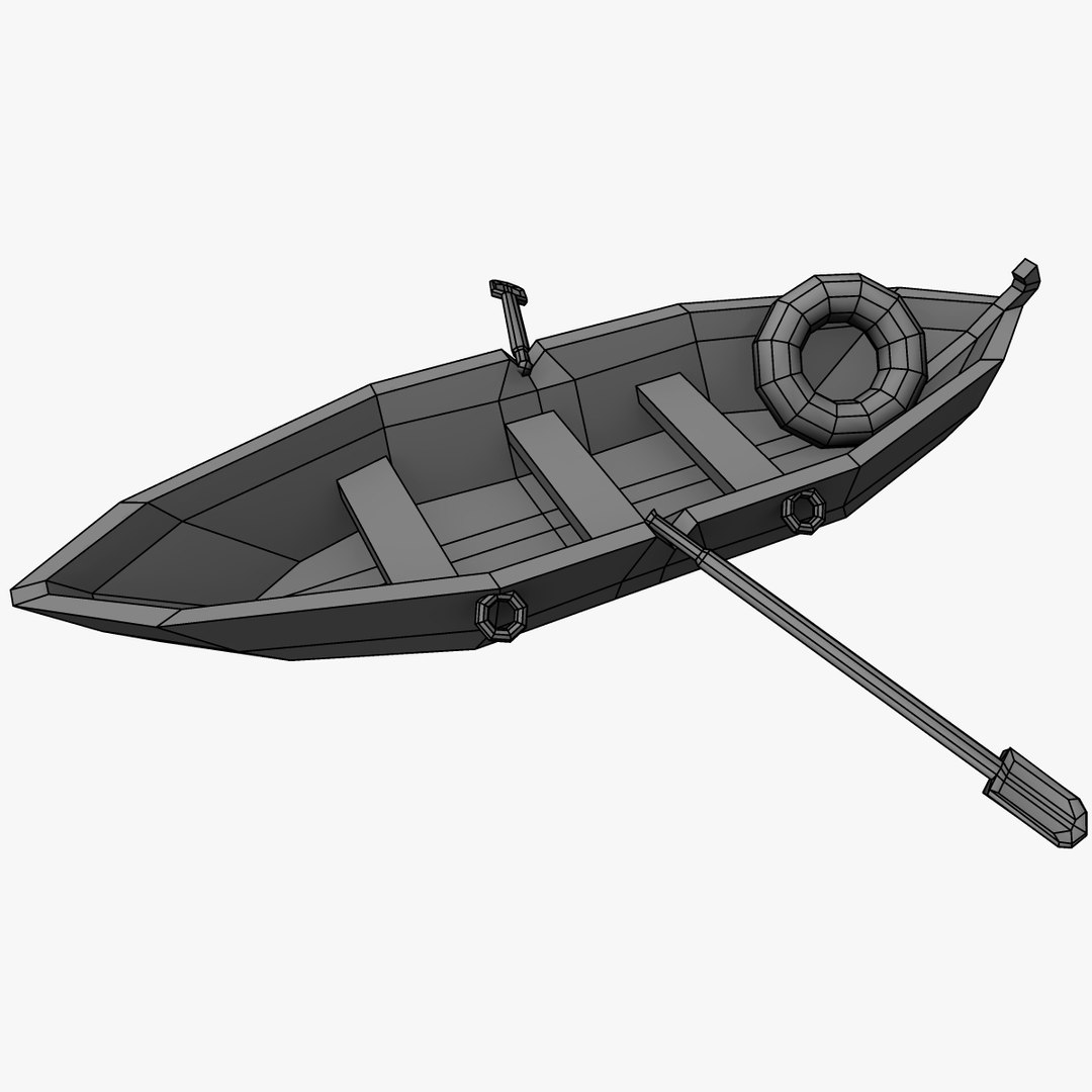 wood boat 3d obj