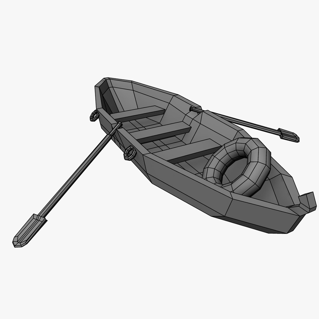 wood boat 3d obj