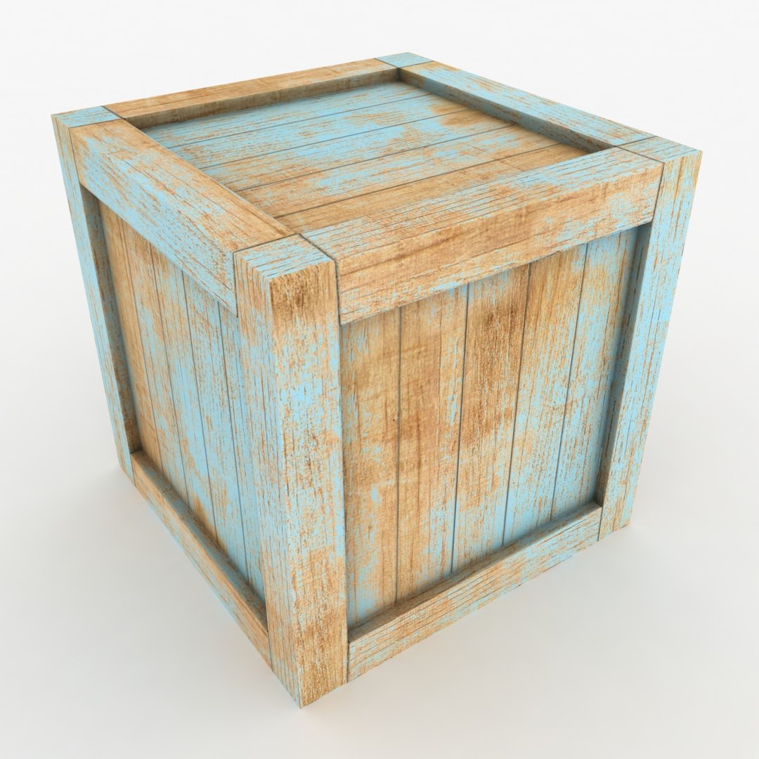 Realistic Wooden Box 01 3d Model