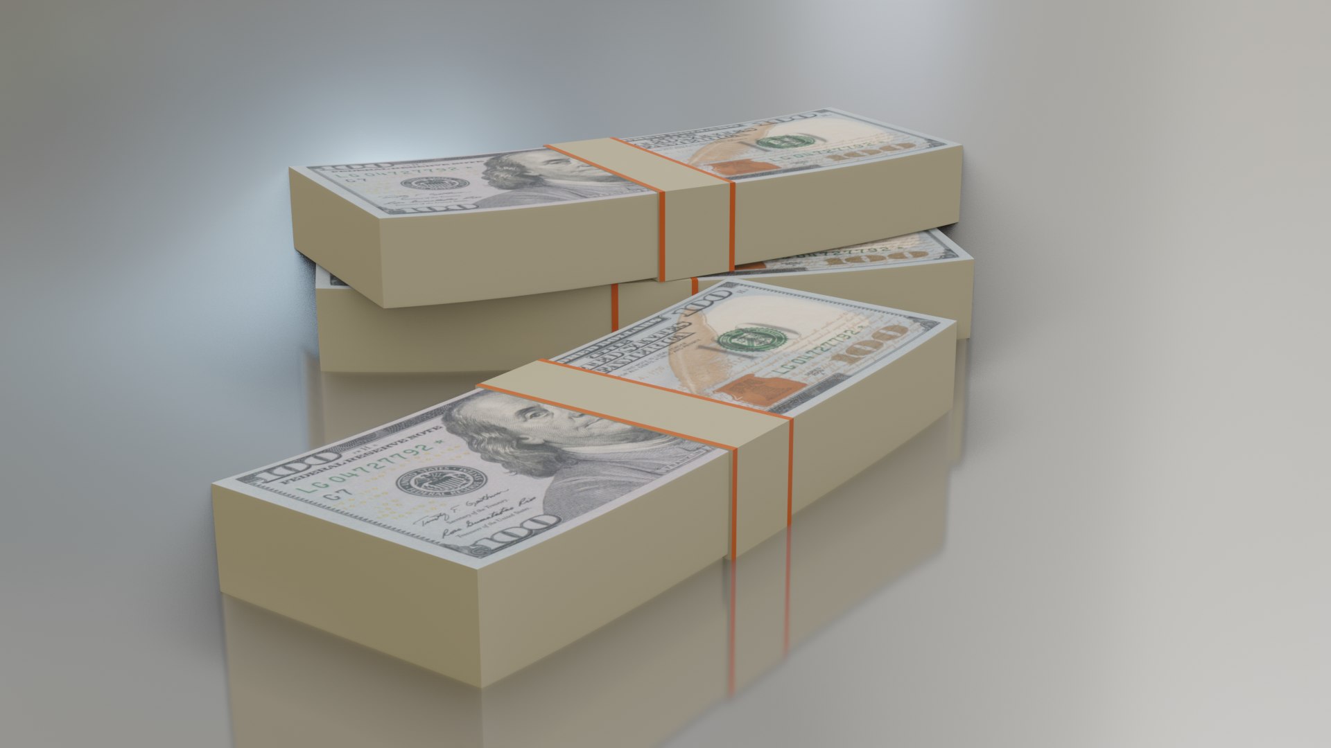 100 Dollar Bundle Bank Note 3D Model - TurboSquid 1795343