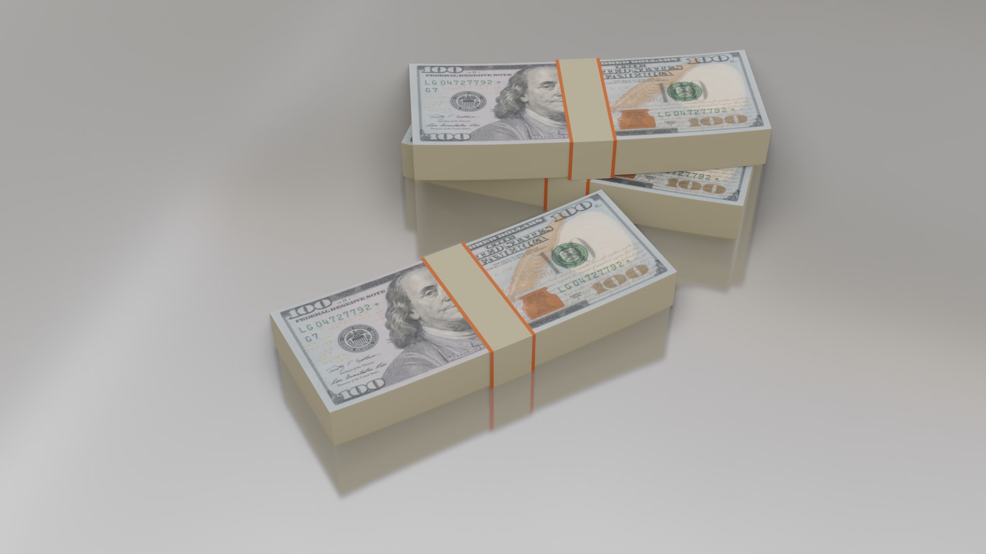 100 Dollar Bundle Bank Note 3D Model - TurboSquid 1795343