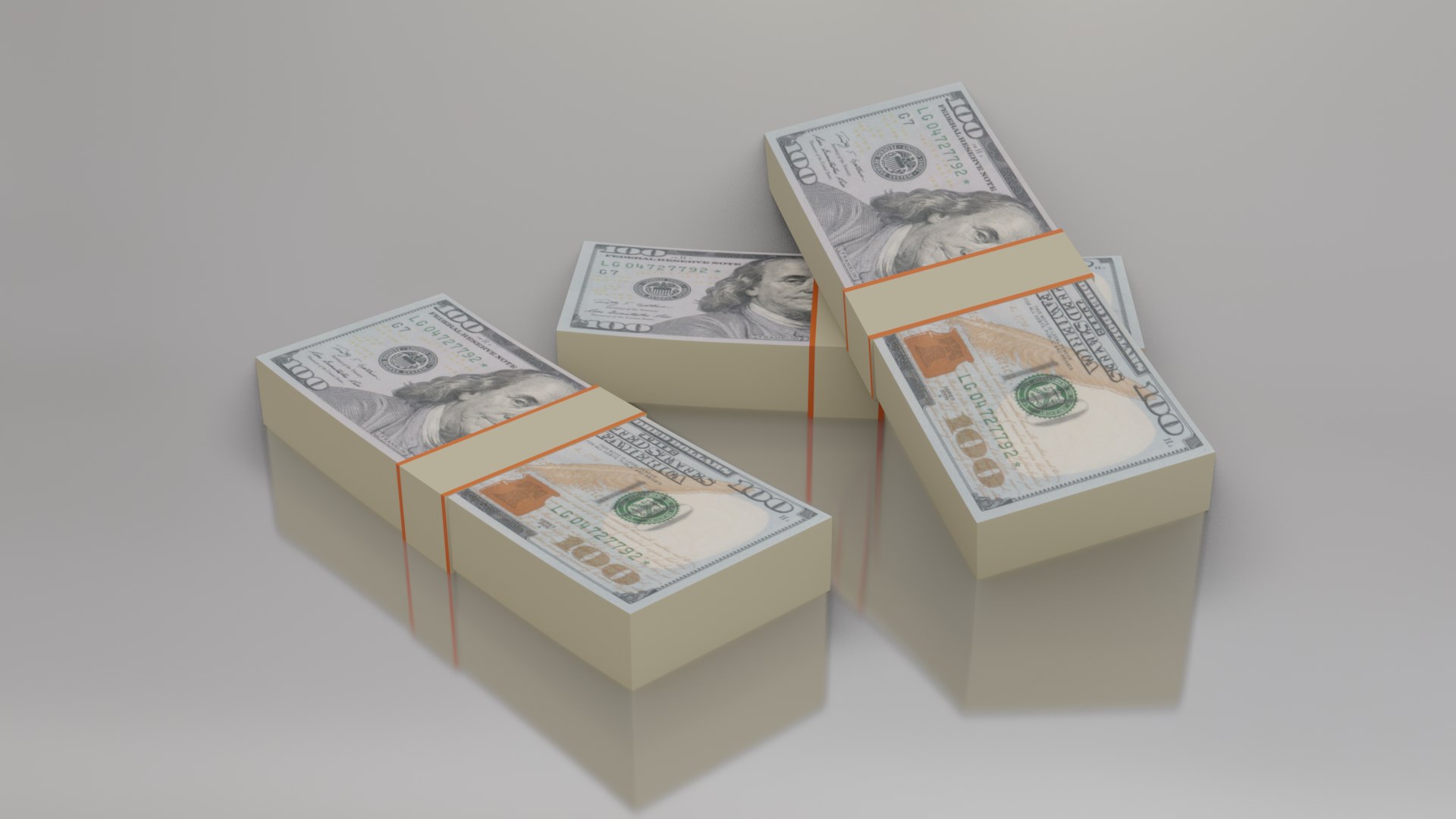 100 Dollar Bundle Bank Note 3D Model - TurboSquid 1795343