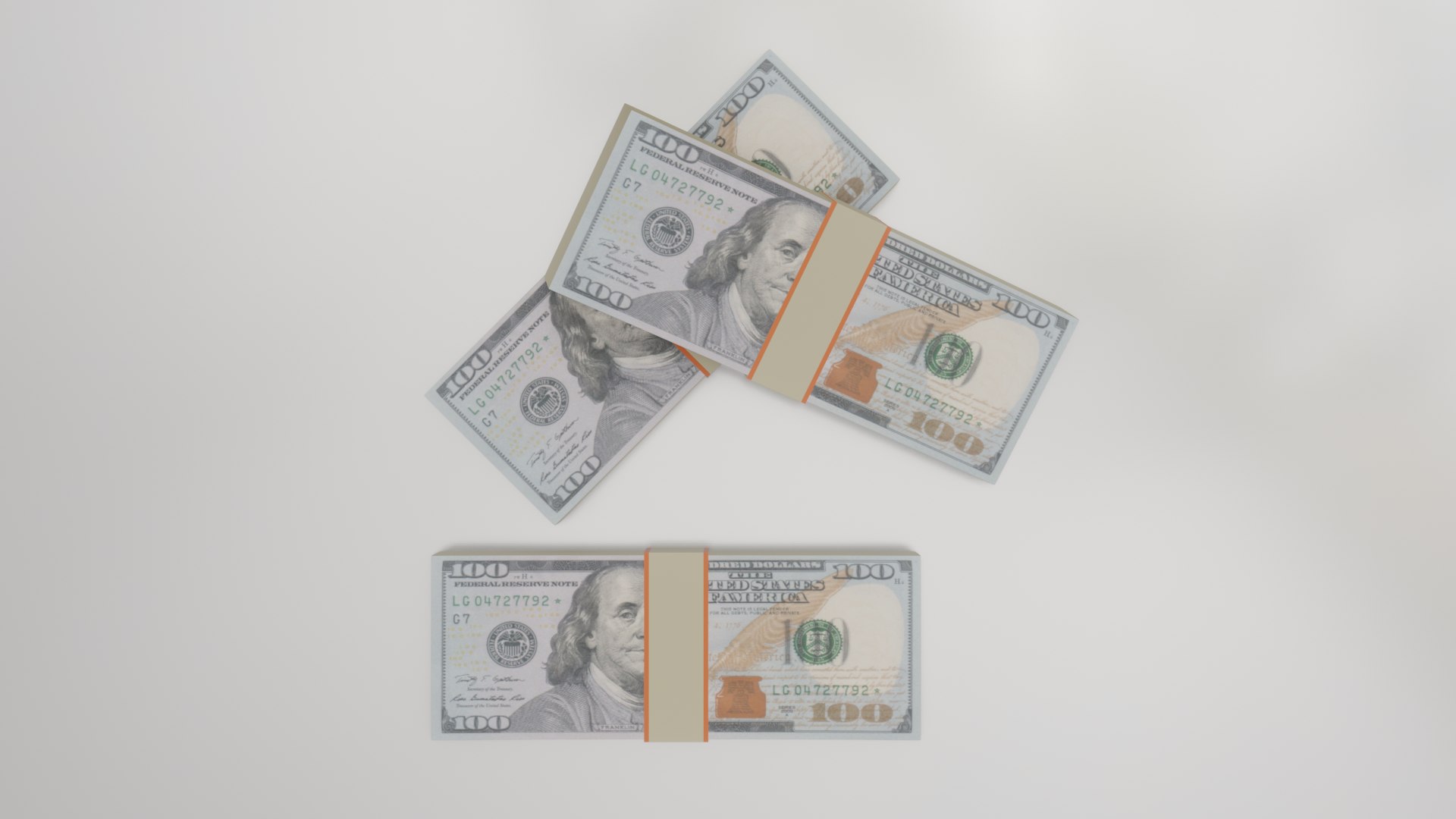 100 Dollar Bundle Bank Note 3D Model - TurboSquid 1795343