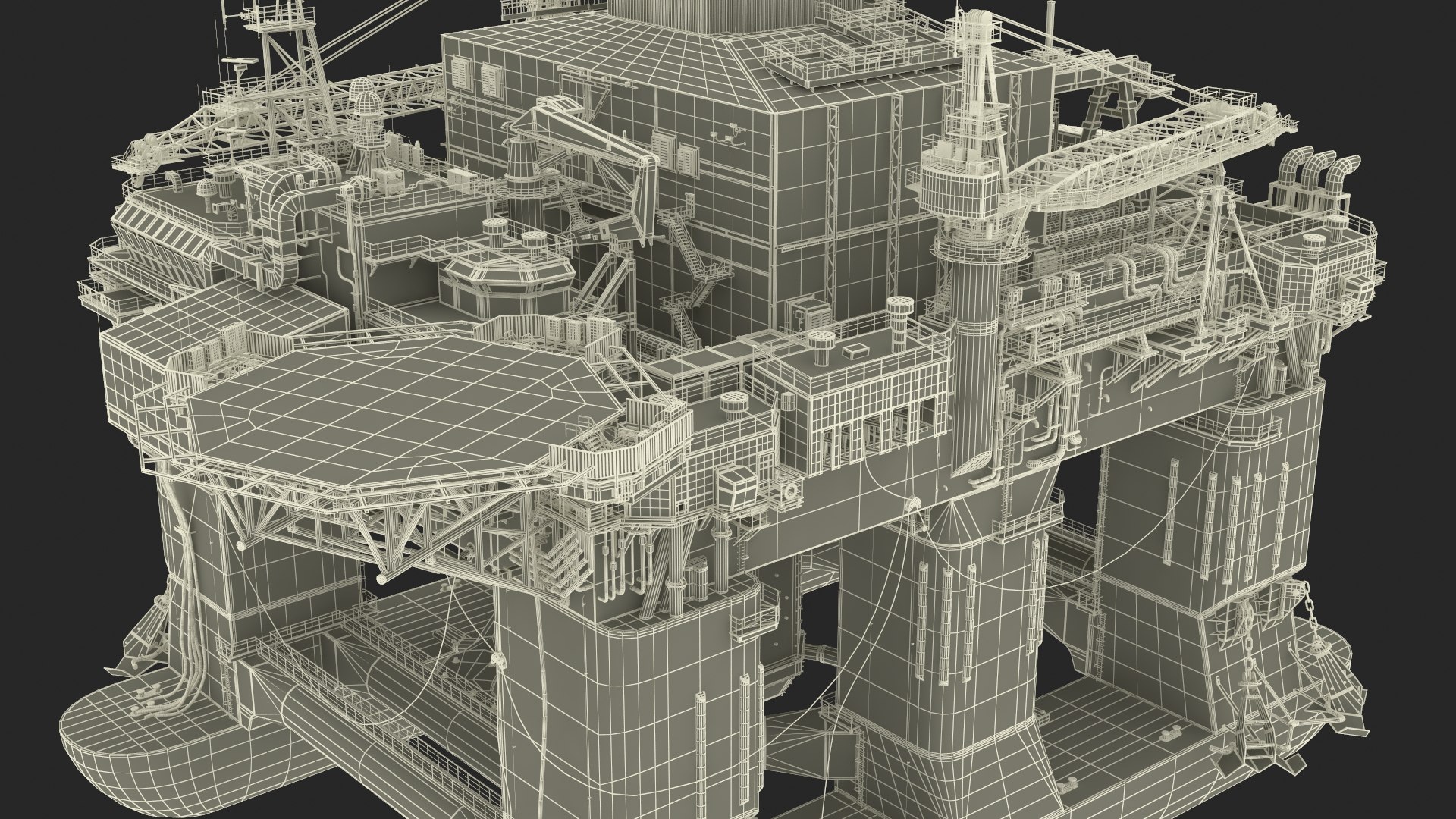 Semi-Submersible Offshore Oil Rig Platform Rigged 3D Model - TurboSquid ...