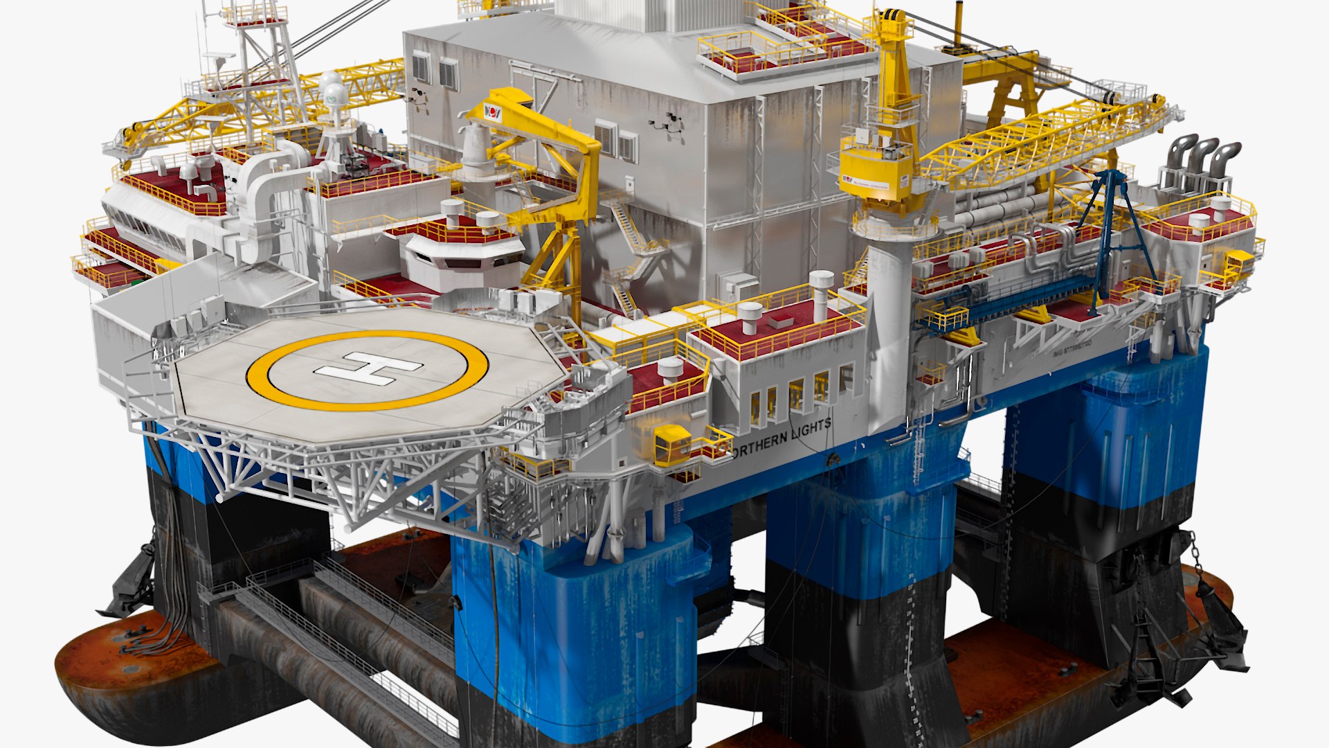 Semi-Submersible Offshore Oil Rig Platform Rigged 3D Model - TurboSquid ...