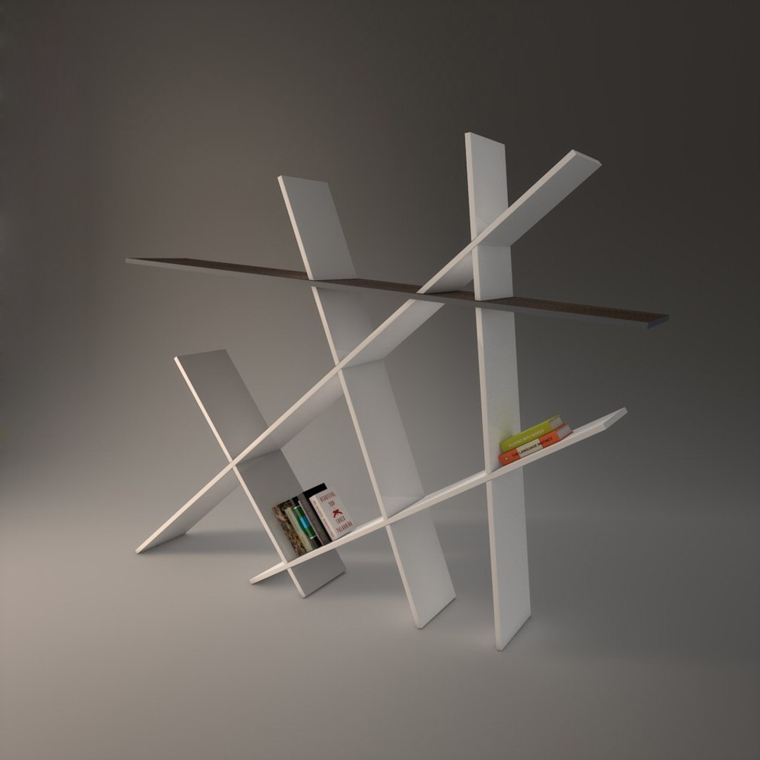 3d Bookshelf Interior Decorations Model