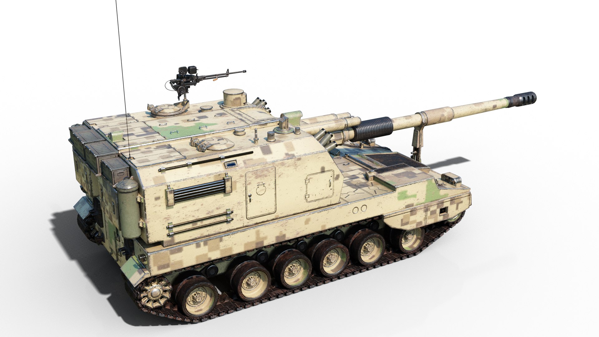 4 Coatings Of PLA Army PLZ05 155mm Self-Propelled Howitzer 3D ...