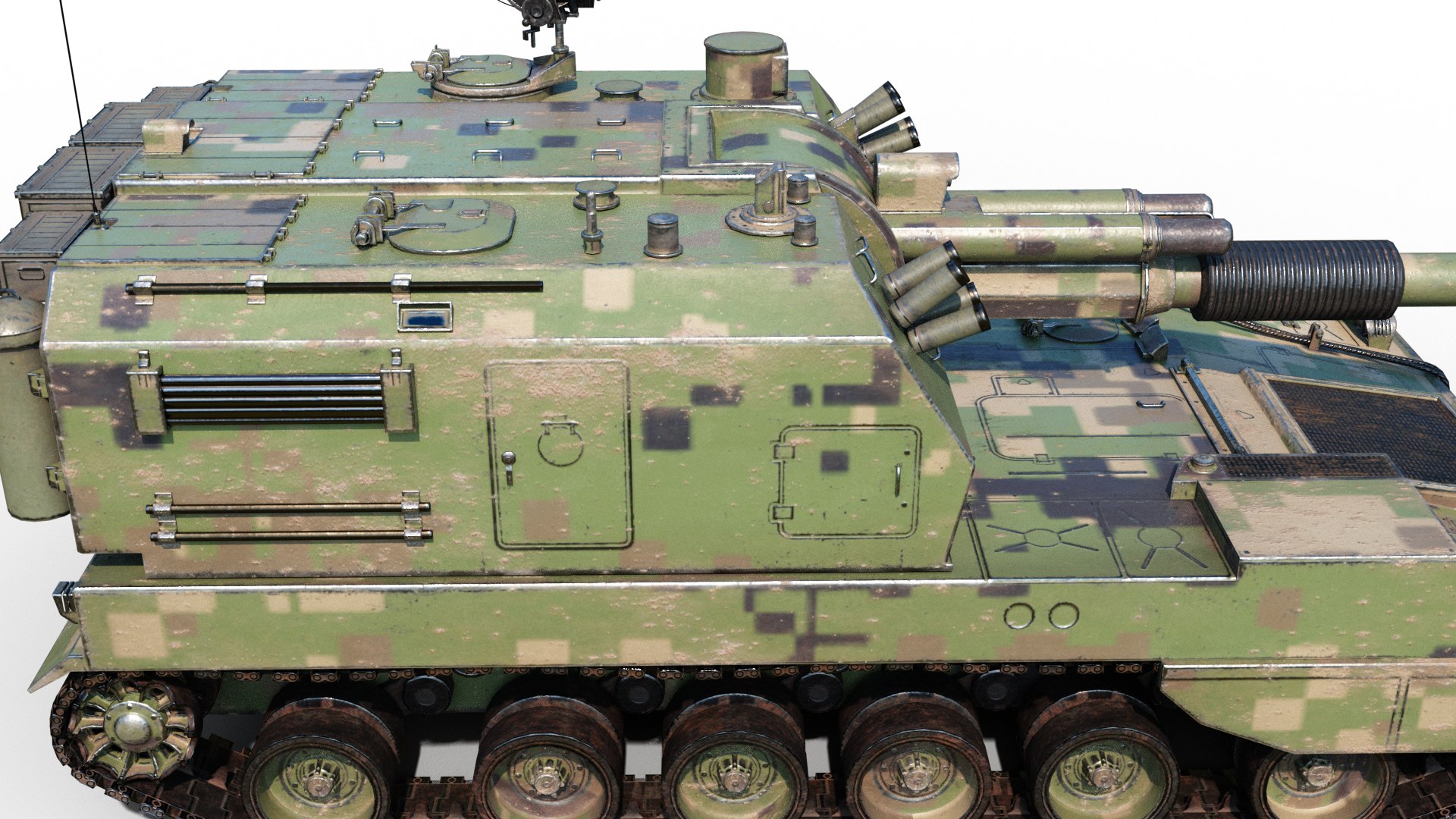 4 Coatings Of PLA Army PLZ05 155mm Self-Propelled Howitzer 3D ...
