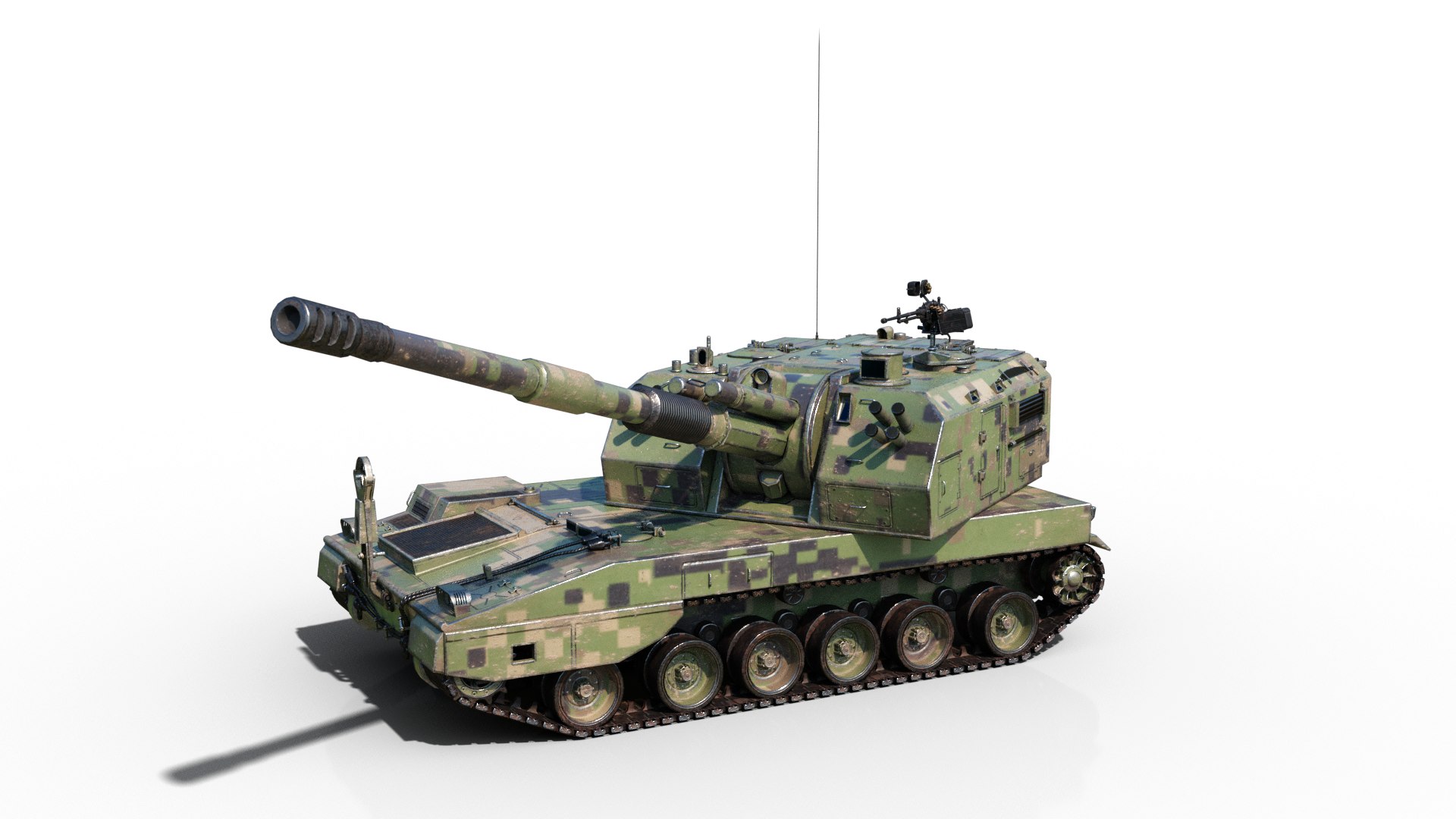 4 Coatings Of PLA Army PLZ05 155mm Self-Propelled Howitzer 3D ...