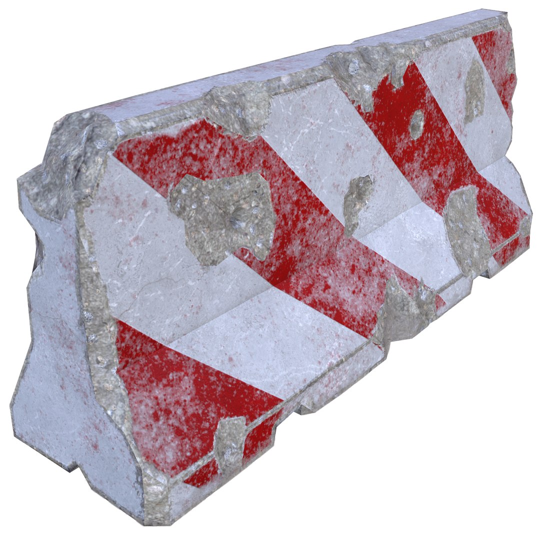 3D Damaged Concrete Road Block - TurboSquid 1347624