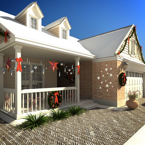 3ds max snow christmas house