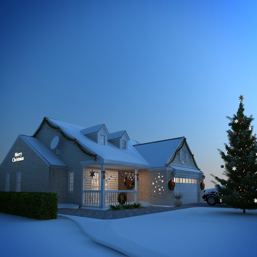 3ds Max Snow Christmas House