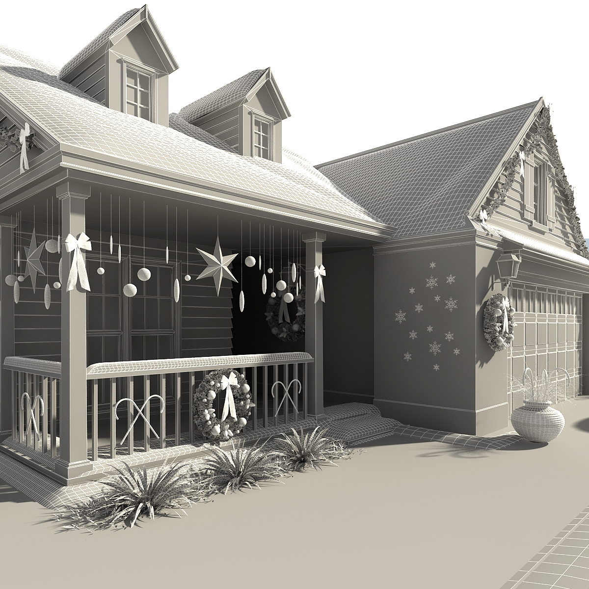 3ds max snow christmas house
