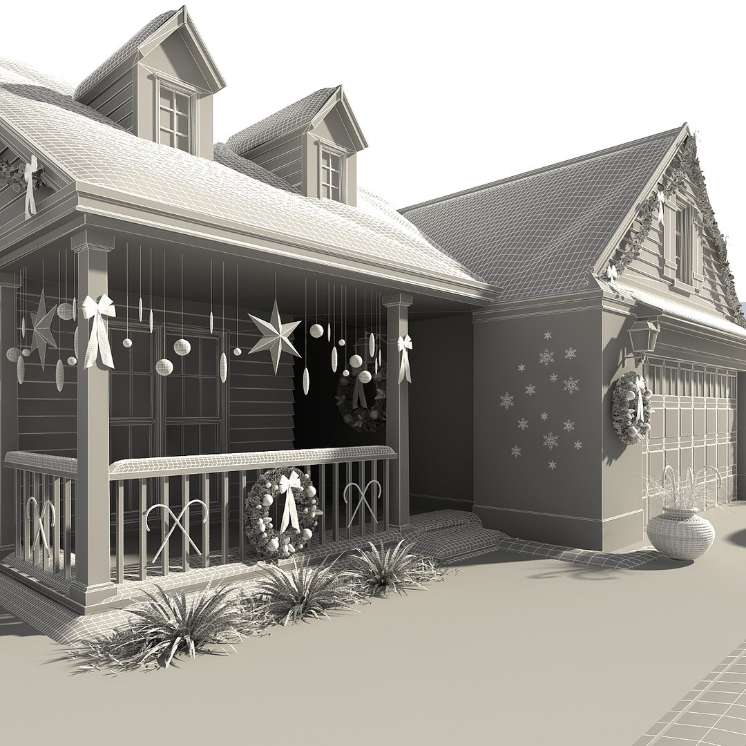 3ds Max Snow Christmas House