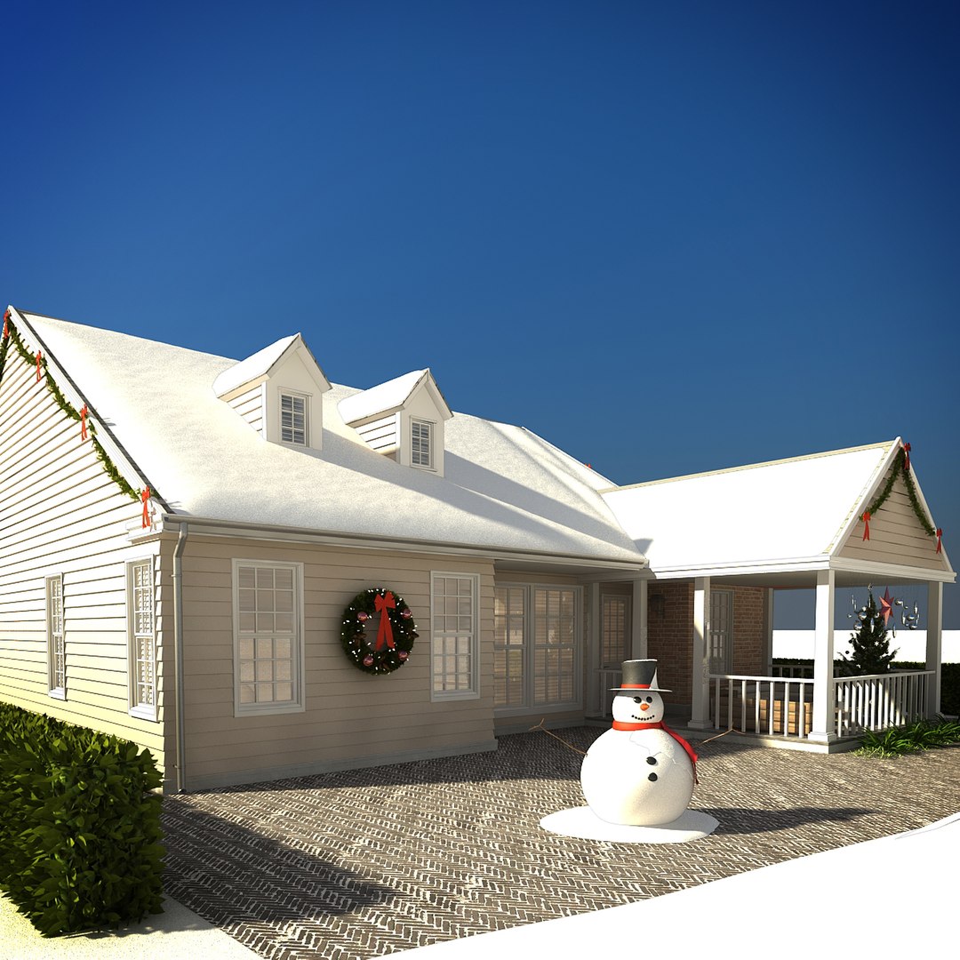 3ds Max Snow Christmas House