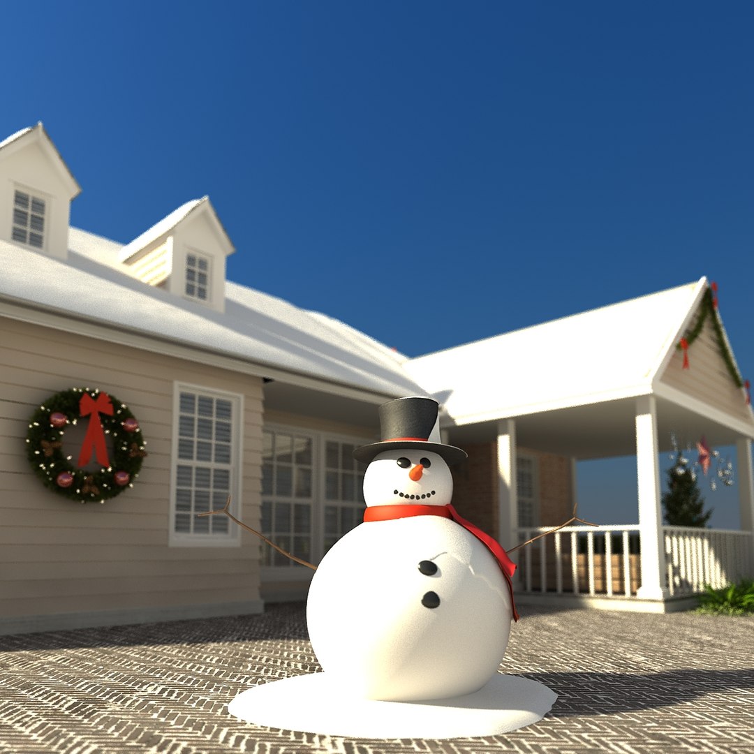 3ds Max Snow Christmas House